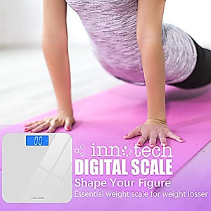 Innotech Digital Bathroom Scale with Easy-to-Read Backlit LCD (White)