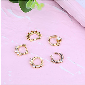 JOERICA 9 Pcs Stainless Steel Septum Hoop Nose Rings Cartilage Daith Earrings Clicker CZ Body Piercing Jewelry