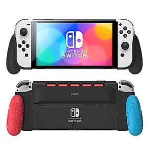 MEQI Grip Case Compatible with Nintendo Switch OLED, Unique Upgraded Designed with 5 Game Slots Comfortable & Ergonomic Grip Switch Accessories