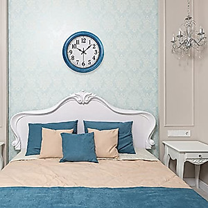 JENLYSTIME 12 Inch Retro Wall Clock Silent Non Ticking Battery Operated Movement Easy to Read Wall Clocks Decorate for Bedroom Living Room Kitchen Office(Blue)