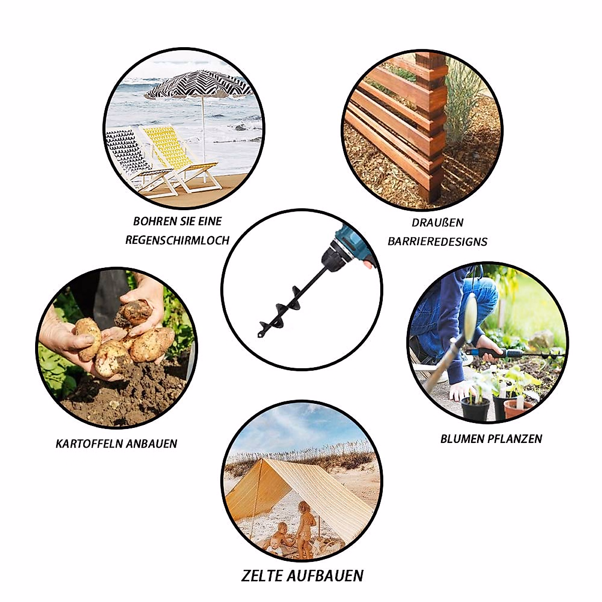 SORANGEUN 1.6"x9" Garden Auger Spiral Drill Bit,Bulb Auger for Cordless Drill,Auger Drill Bit for Planting,Soil Auger for Post Hole Digger,Garden Auger for 3/8” Hex Driver Drill Solid Shaft