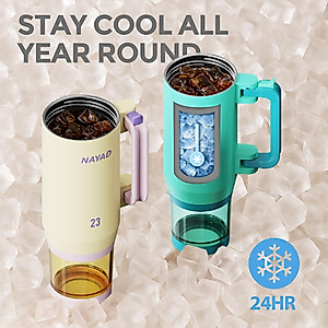 NAYAD22 oz Kids Tumbler with Handle and Straw & 10oz Snack Container - Insulated Kids Water Bottle with Foldable Handle, Dual Lids(Leakproof Flip +Silicone Straw Lid) for Travel, Gym& Daily Use