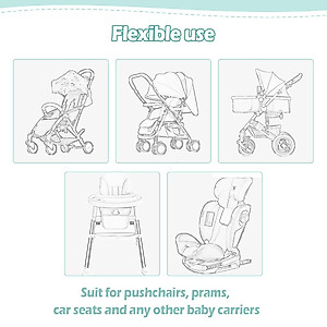 KAKIBLIN Toddler Head Body Support Pillow, Baby Seat Pad for Car Seat, Stroller cushion for Baby, (Grey Clouds)