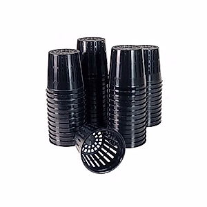 xGarden - Lightweight Economy Net Pots - Thin Lip & Slotted Sides - for Hydroponics & Aquaponics - UV Resistant & BPA Free Plastic - Indoor or Outdoor Growing - Black 2" Round Mesh Pot Cups - 50 Pack