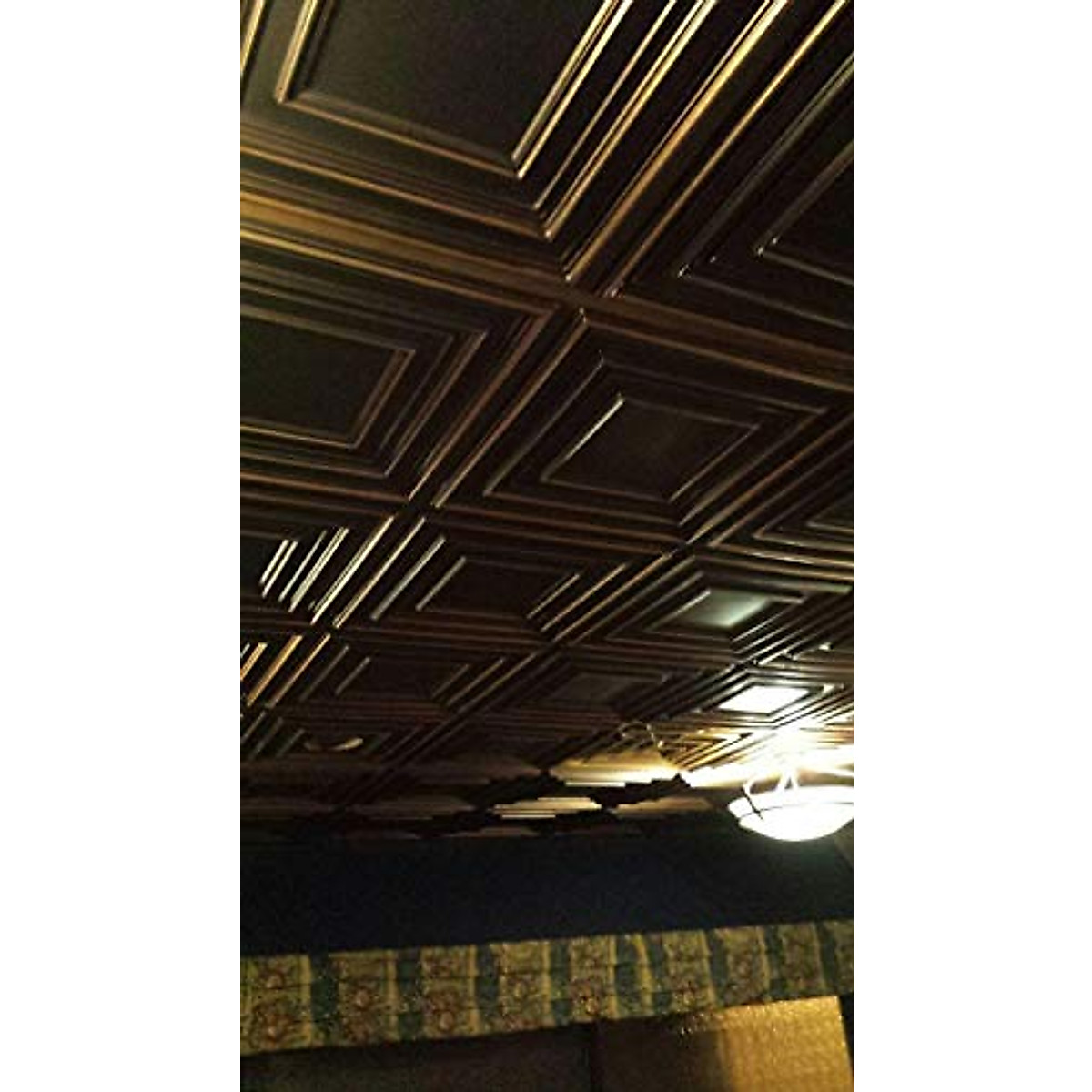 Schoolhouse-Faux Tin Ceiling Tile - Antique Brass 25-Pack