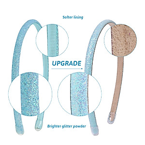 Fishdown Thin Glitter Headbands 6 Pack, Including Gold, Silver, Rose Red, Pink, Blue, Light Blue for Girls and Women, Non-slip Upgraded Sequin Headband with Soft Fabric Cover