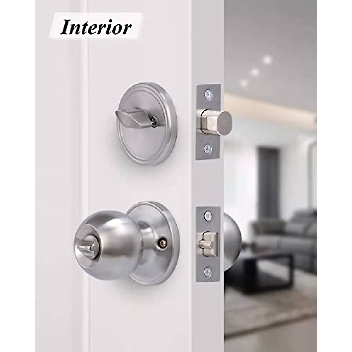 All Keyed Same Entry Door Knob and Single Cylinder Deadbolt Combo Set, Satin Nickel Exterior Door Knobs with Lock and Keys for Entrance and Front Door