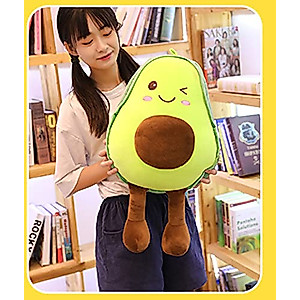 XIAOHONG 23.6 inch Large Avocado Fruit Soft Plush Toy Furry Stuffed Toy Avocado Plush Doll Cute Toy Avocado Stuffed Pillow Kawaii Food Shaped Fruit Series Hugging Pillow for Kids