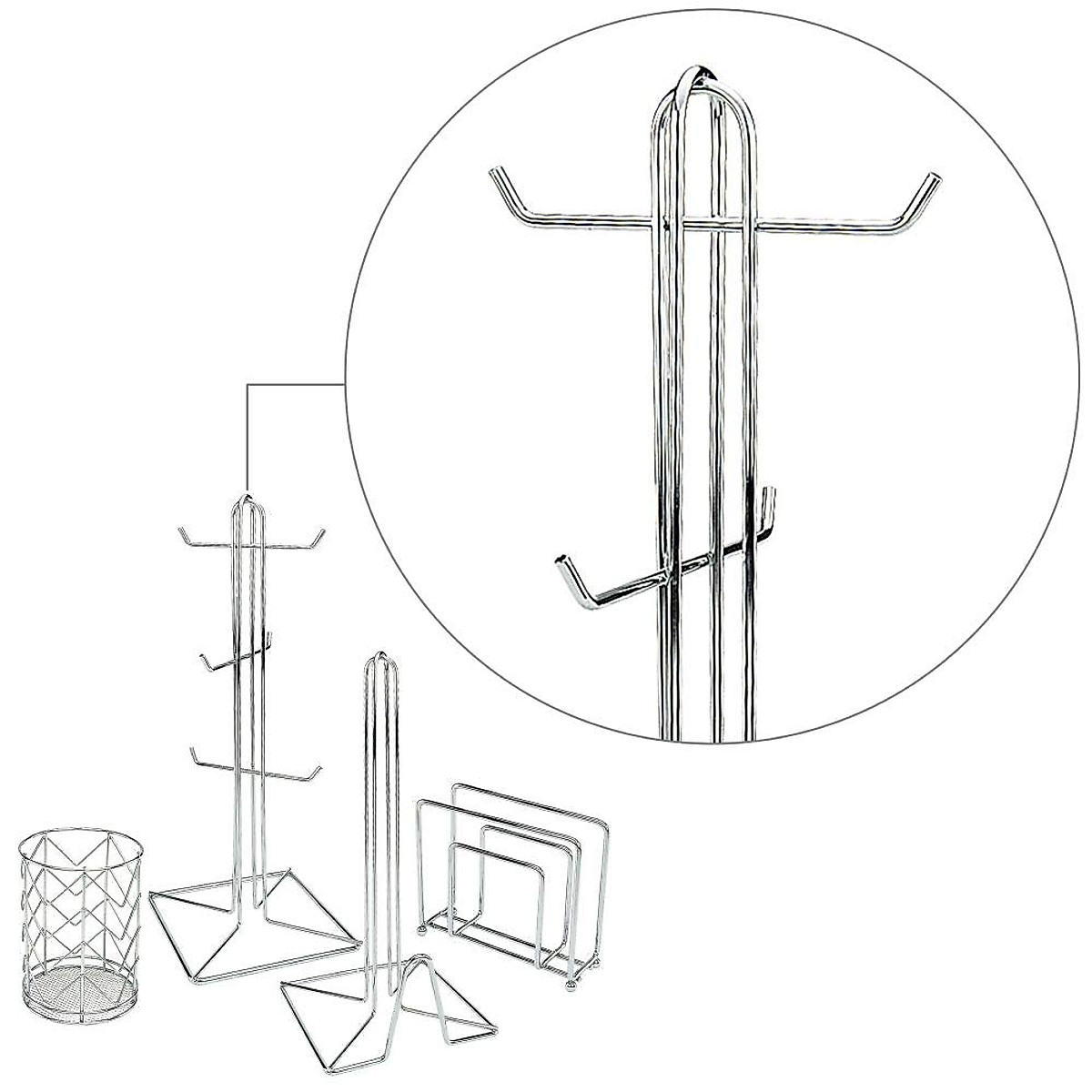 Southern Homewares SH-10297 Full Kitchen Accessory Set, Chrome Paper Towel & Utensil Holder, Napkin Container, Hangers, One Size