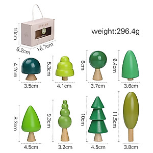 OESSUF 8Pcs Wooden Tree Toy Set Wooden Forest Various Sizes Natural Woodland Trees Creative Toddler Arts Toy