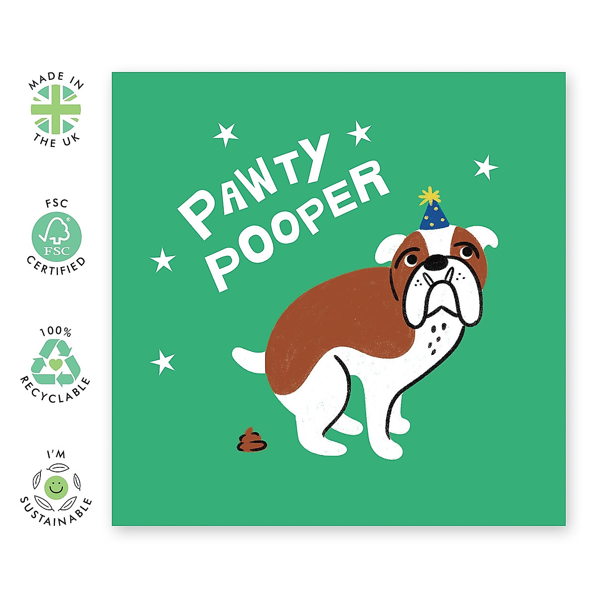 CENTRAL 23 Funny Greeting Cards For Fur Mom Dog Dad - Pawty Pooper - Bulldog Birthday Cards For Men Women - Dog Puns - Gifts For Him Her - Comes With Fun Stickers