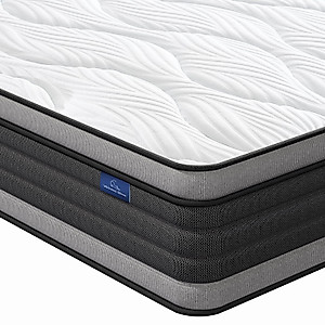 Vesgantti King Mattress, 14 Inch Hybrid Innerspring Mattress with Memory Foam, Individually Pocket Coils for Motion Isolation, King Size Mattress in a Box, Medium Firm Feel