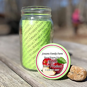Fruit Adhesive 2 inch Round Paper Labels for Mason Jar Leeds Gift Box Home Canning Jam Jelly Marmalade Candy Syrup Preserves Personalized Farm Kitchen Name (Apple, 12 Labels on 1 Sheet)