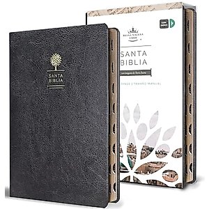 Biblia Reina Valera 1960 letra grande. Símil piel negro, índice, tamaño manual / Spanish Bible RVR 1960. Handy Size, Thumb Index, Large Print, Black Leat
