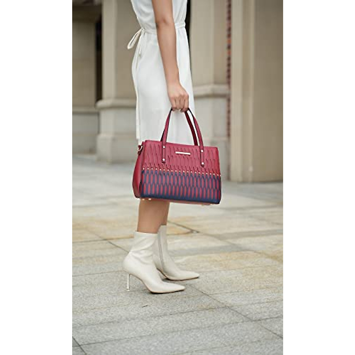 MKF Collection Tote Handbag for Women - Top-Handle Color Block Vegan Leather Purse