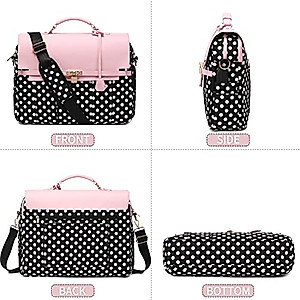 SHENHU Women's Laptop Bag,15.6 Inch Computer Briefcase Lightweight Cute Girls Messenger Bag Shoulder Carry Work Bag Ladies Office Travel Bag School Pink Dot