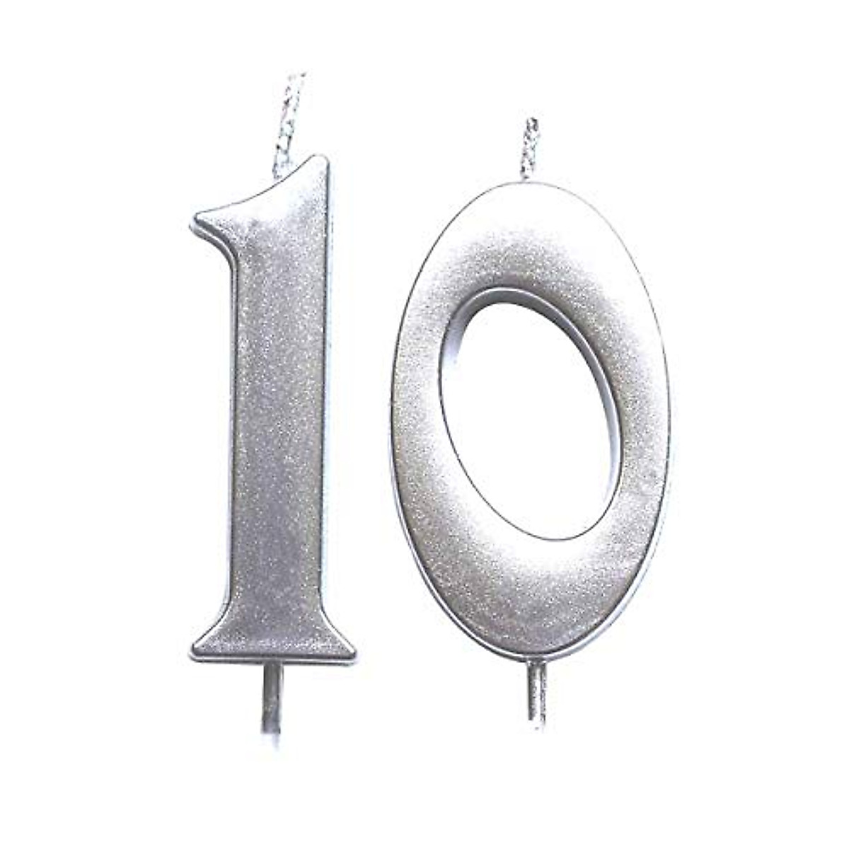 MAGJUCHE Silver 10th Birthday Numeral Candle, Number 10 Cake Topper Candles Party Decoration for Girl Or Boy