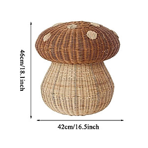 Handmade Rattan Mushroom Storage Basket, Baby Toys Decorative Storage Basket, Bathroom Laundry Dirty Clothes Basket