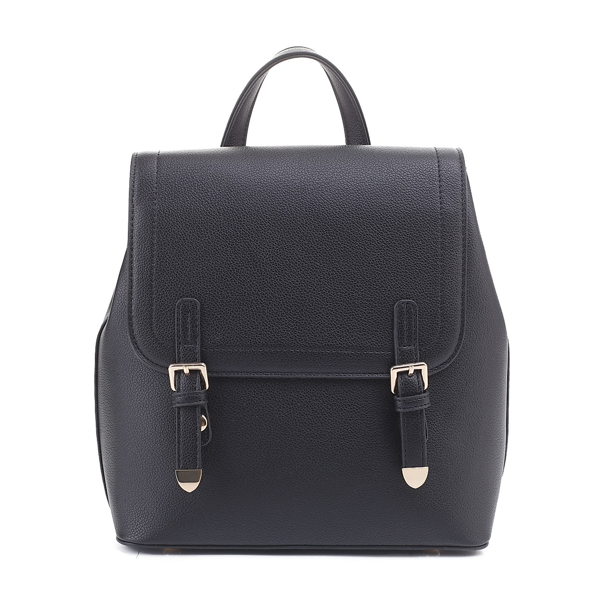 EVVE Faux Leather Small Fashion Backpack Purses For Women Girls Mini Daypack with Matching Wallet | Black