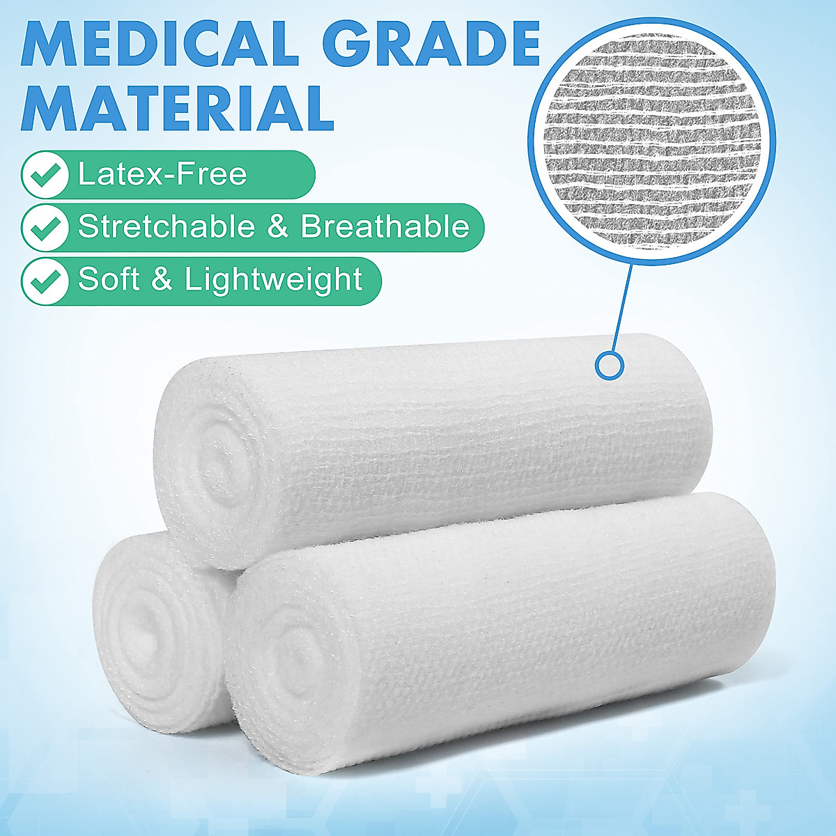 LotFancy Gauze Bandage Roll, 48-Count Gauze Wrap, 4" x 4 Yards Stretched, Conforming Gauze Rolls, Medical Wound Care Supplies for First Aid