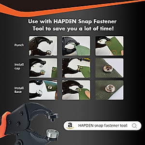 HAPDEN 160 pcs snap Buttons,snap Fasteners kit 15mm Stainless Steel Snaps Marine Grade Boat Canvas Snaps,3/8" Socket Metal Snaps for Clothing Leather Boat Cover Fabric (Regular)