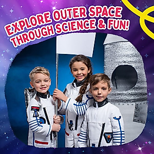 Playz Solar System for Kids Exploration Kit - 17 Outer Space STEM Experiments & Science Toys for Kids Ages 4-12 - Make DIY Rockets, Eclipse, Constellation Projector, 2D Solar System Model, Planet Toys