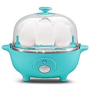 Elite Gourmet Easy Electric 7 Egg Capacity Soft, Medium, Hard-Boiled Cooker Poacher, Scrambled, Omelet Maker with Auto Shut-Off and Buzzer, BPA Free