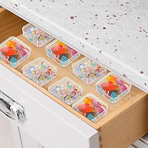 ISKYBOB Bead Organizers Box, 12PCS Clear Plastic Storage Containers Mini Transparent Cases with Hinged Lid Rectangle Craft Storage Boxes for Jewelry Small Parts Diamond Art Accessories