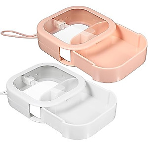4Pcs Hair Tie Organizer,Portable Hair Tie Holder Organizer Containers Stackable Hair Ties Qtip Holder Travel Cotton Swab Dispenser Hair Accessories Organizer Box (Pink And White)