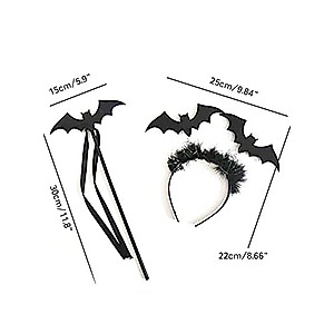 OCSOSO Bat Costume for Girls，Black Wing Set Dress- Witch Dress Up Clothes for Little Kids Tutu Skirt with Headband and Magic Wand Birthday Halloween Christmas Party Black