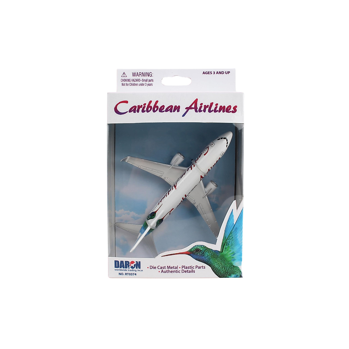 Daron Toy Airplane – Caribean 737 – Die-Cast Metal Model Airplane Toy with Plastic Parts for Kids Ages 3+