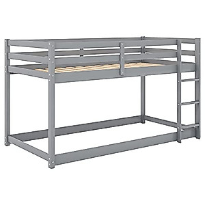 Merax Twin Over Twin Bunk Bed with Ladder and Saftey Guardrails for Teens, Boys or Girls, No Box Sping Needed