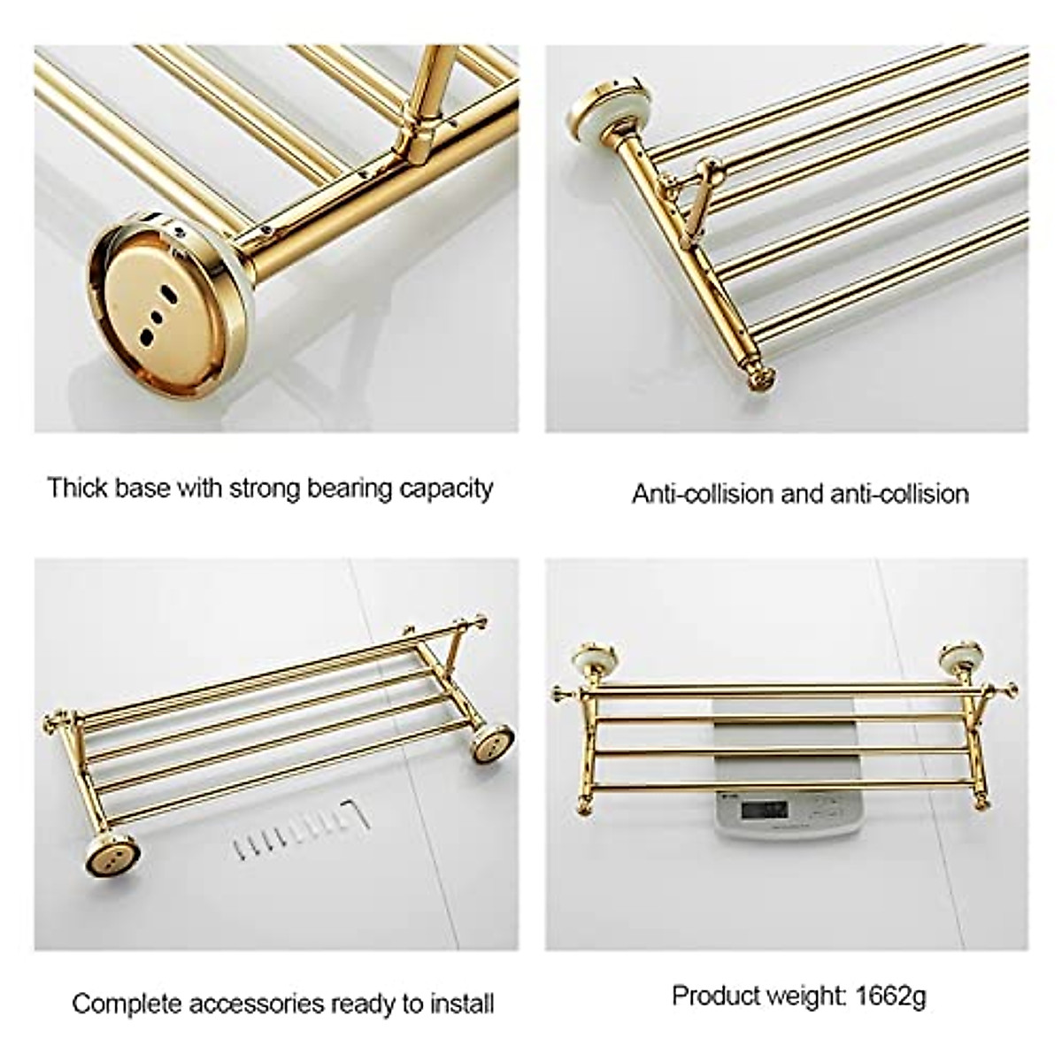 Towel BAR Rack Towel Rail for Bathroom,All Copper European Hand Towel Holder,Jade Bath Towel Rail,Bathroom Hardware Bathroom Rack Towel Bar/Towel Rack (Color : Double Rod, Size : Christmas Reindeer