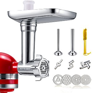 Metal Food Grinder Attachments for KitchenAid Stand Mixers, Meat Grinder, Sausage Stuffer, Durable Perfect Attachment for KitchenAid Mixers, Silver(Machine/Mixer Not Included)