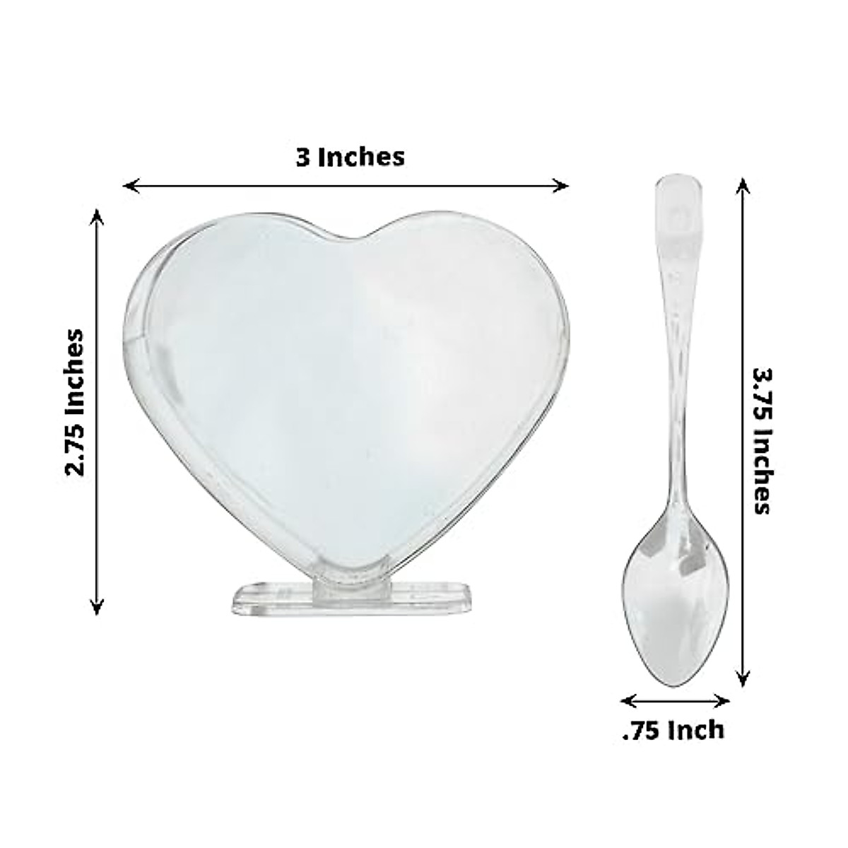 Efavormart 24 Pack | 2oz Mini Clear Plastic Heart-Shaped Dessert Parfait Cups with Spoons, Disposable or Reusable Pudding Snack Bowl Sets