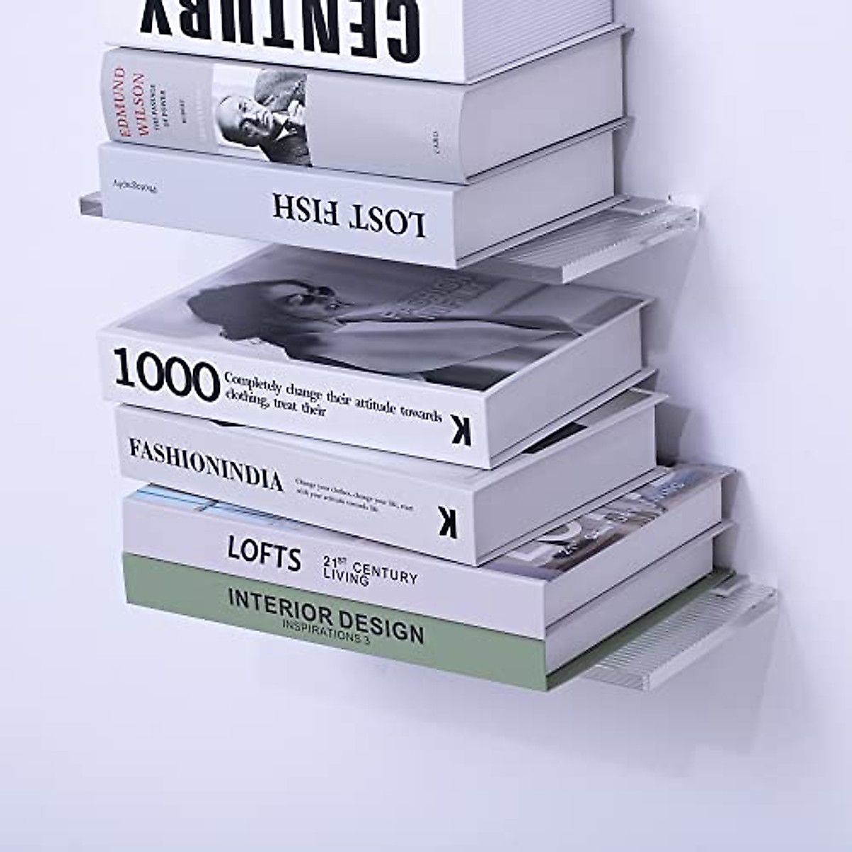 maulehua 12 Inch Clear Acrylic Floating Shelves with Invisible Metal Brackets Floating Wall Mounted Shelf for Bathroom, Living Room and Kitchen Set of 2