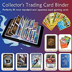 4 Pocket Card Binder for Cards, 400 Pockets Trading Card Binder With Removable Card Sleeves, 3-Rings Zippered Style Card Collection Binder for Game Cards and Sports Cards