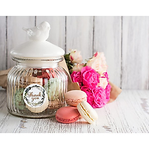 Louise Maelys 1.5 Inch Thank You Stickers for Wedding, Birthday, Bridal, Shower, Packaging, Small Business, Envelope, Gifts, 500pcs Per Roll Round Thank You Label Sealing Stickers with Plant Pattern