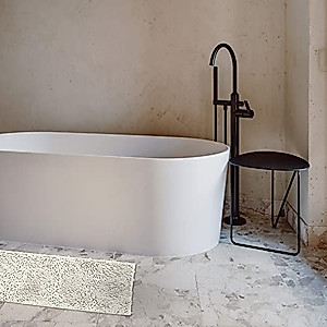 Non-Slip Bath Rug,Extra Soft Microfiber Bedroom Shag Carpet with Anti-Slip Backing,Water/Dust Absorbent Fast Dry Shower Mat,Sound Insulated Stairs Pad,Machine Washable (Ivory,15 x 23 Inches)