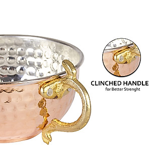 JAIRESTONE Copper Shaving Bowl and Cup - Turkish Hand Hammered Shaving Bowl - Safety Razor and Brush Holder - Traditional Shaving Cup - Lather Bowl for Shaving - Barbers Shop Utensil