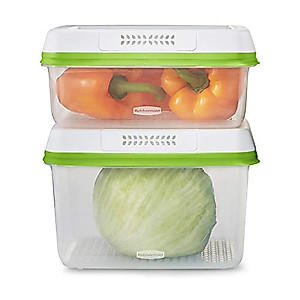Rubbermaid FreshWorks Saver, Produce Storage Containers, 4-Piece Set, Set of 2, Large, Clear, 4 Count