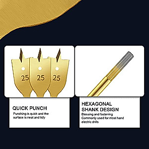 Spade Drill Bit Set, 6 Pieces Paddle Flat Bits for Woodworking, Carbon Steel with Titanium Coating, Quick Change Shank, Hole Cutter, 10mm 12mm 16mm 18mm 20mm 25mm