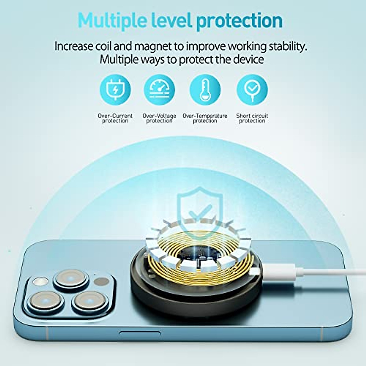 Magnetic Wireless Charger with Kickstand 15W, for MagSafe iPhone 14/14 Plus/14 Pro/14 Pro Max/13/13 Mini/13 Pro/13 Pro Max/12/12 Mini/12 Pro/12 Pro Max, Aluminum Round Mag Charging Pad, Black