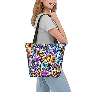 Tote Bag For Women Butterfly Tote Bag Large Capacity Butterfly Shoulder Handbag For School Work Travel With Inner Pockets