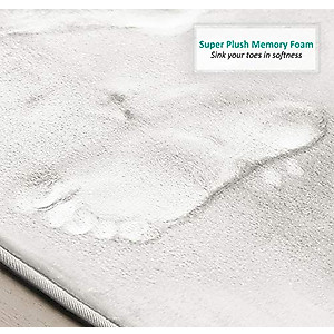 Clara Clark Bathroom Rugs - Ultra Soft Bath Mat, Non-Slip Bathroom Rug Set - Velvet Memory Foam Bath Mats for Bathroom, Set of 2 Bath Rugs, 17 x 24, White