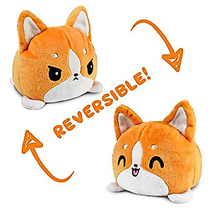TeeTurtle - The Original Reversible Dog Plushie - Corgi - Cute Sensory Fidget Stuffed Animals That Show Your Mood
