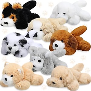 Sumind 8 Pieces Plush Dogs 5 Inch Stuffed Animals Bulk Assorted Cute Stuffed Dogs Small Animal Plush Toys for Girls Boys Graduation Halloween School Classroom Party Supplies Favors(Long Hair Dog)