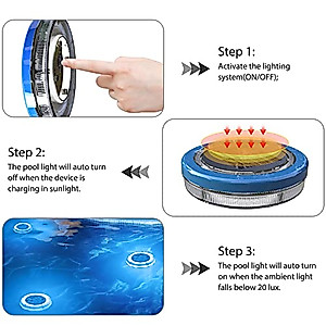 FVTLED Floating Pool Lights, Solar Pool Lights with 1800mAh Lighting 2-3 Nights, 4.5", IP68 Waterproof Pool Lights That Float for Swimming Pool, Pond, Lawn or Disco Pool Party Decoration, 1pcs, Blue