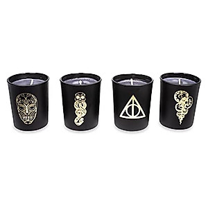 Harry Potter Dark Arts Scented Soy Wax Candle Collection, Set of 4 with Unique Fragrances | 20-Hour Burn Time | Home Decor Housewarming Essentials, Wizarding World Hogwarts Gifts and Collectibles