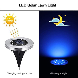 OurLeeme Solar Outdoor Lights Solar Powered Disk Lights 4 Pcs Solar Lights Outdoor Waterproof Solar Ground Lights 8 LED Solar Garden Lights Color Changing Landscape Lighting Pathway Lights